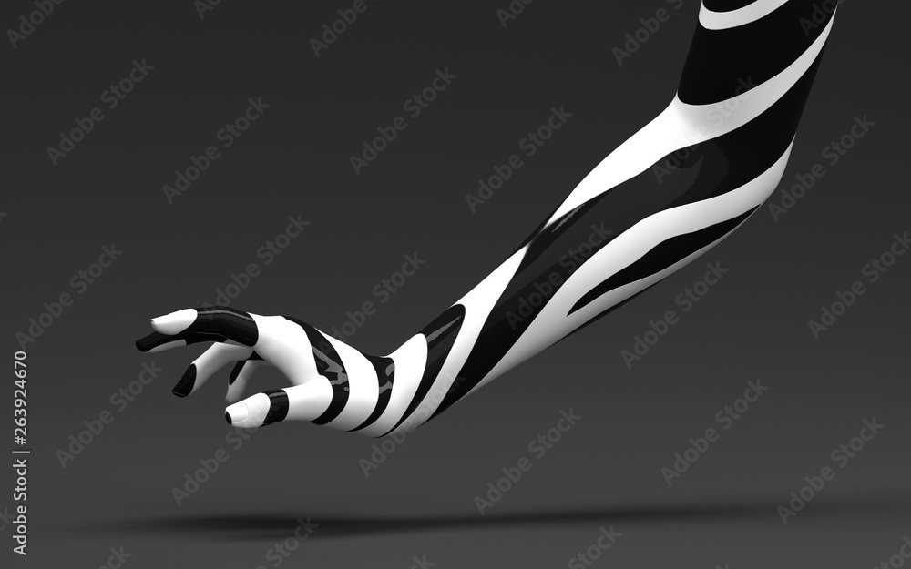 Wild animal zebra skin on human hand. Concept of animal protection ...
