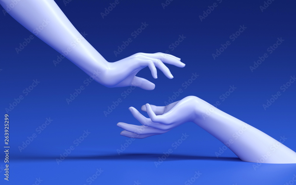 3d rendering illustration of woman hands. Human body parts. Concept ...