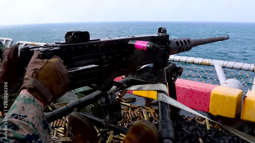 Machine gun fired during practice drill from boat 1 Stock Video | Adobe ...
