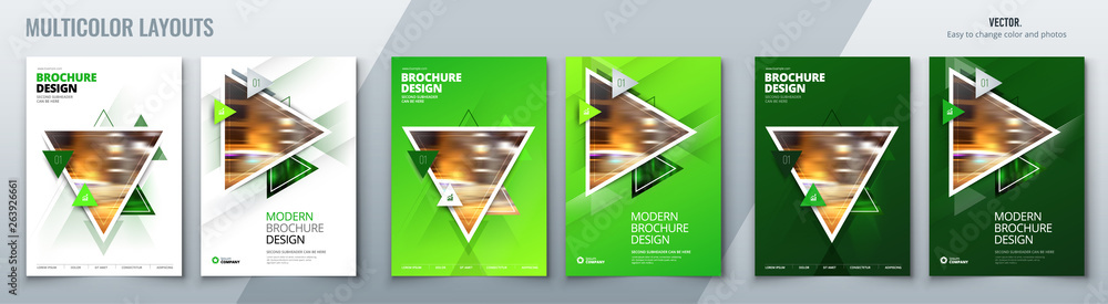Brochure template layout design with triangles. Corporate business ...