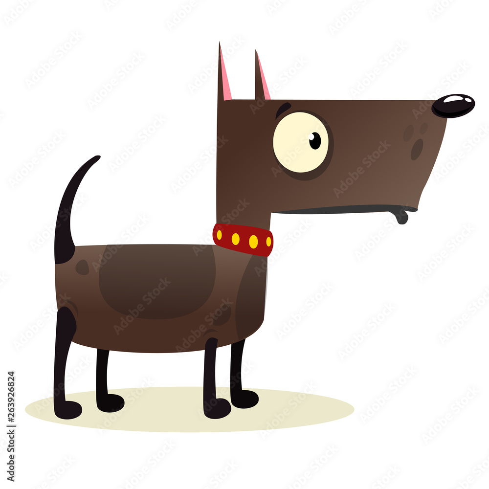 Cartoon Funny Watchdog Pitbull Dog Illustration Stock Vector | Adobe Stock