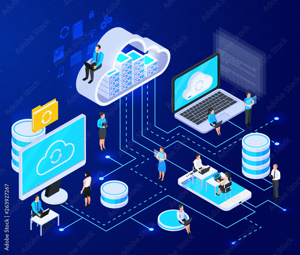 Cloud Networking Isometric Composition Stock Vector | Adobe Stock