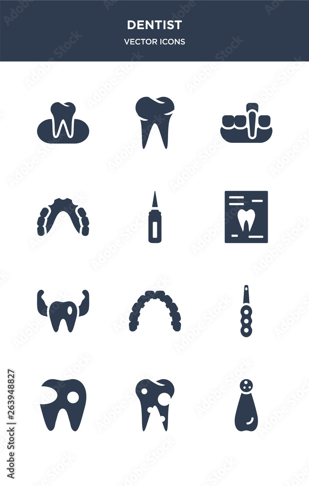 12 dentist vector icons such as apicoectomy, bicuspid, cavity ...