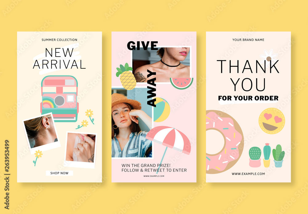 Summer Social Media Banner Set Stock Template | Adobe Stock