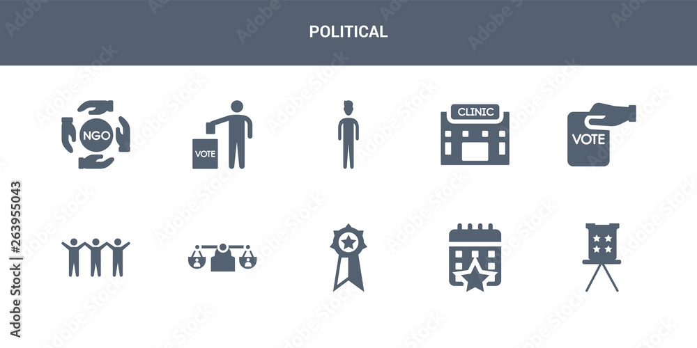 10 political vector icons such as election envelopes and box, election ...