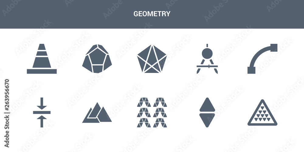 10 geometry vector icons such as triangle of triangles, triangles ...