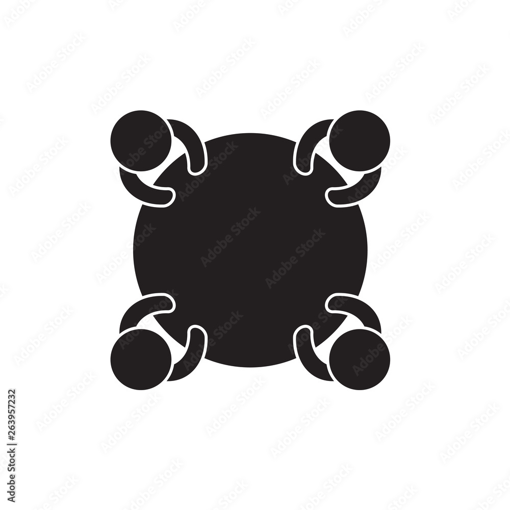 people around the round table icon- vector illustration Stock Vector ...
