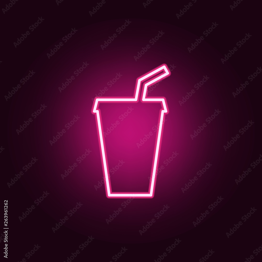 juice in a glass icon. Elements of Web in neon style icons. Simple icon ...