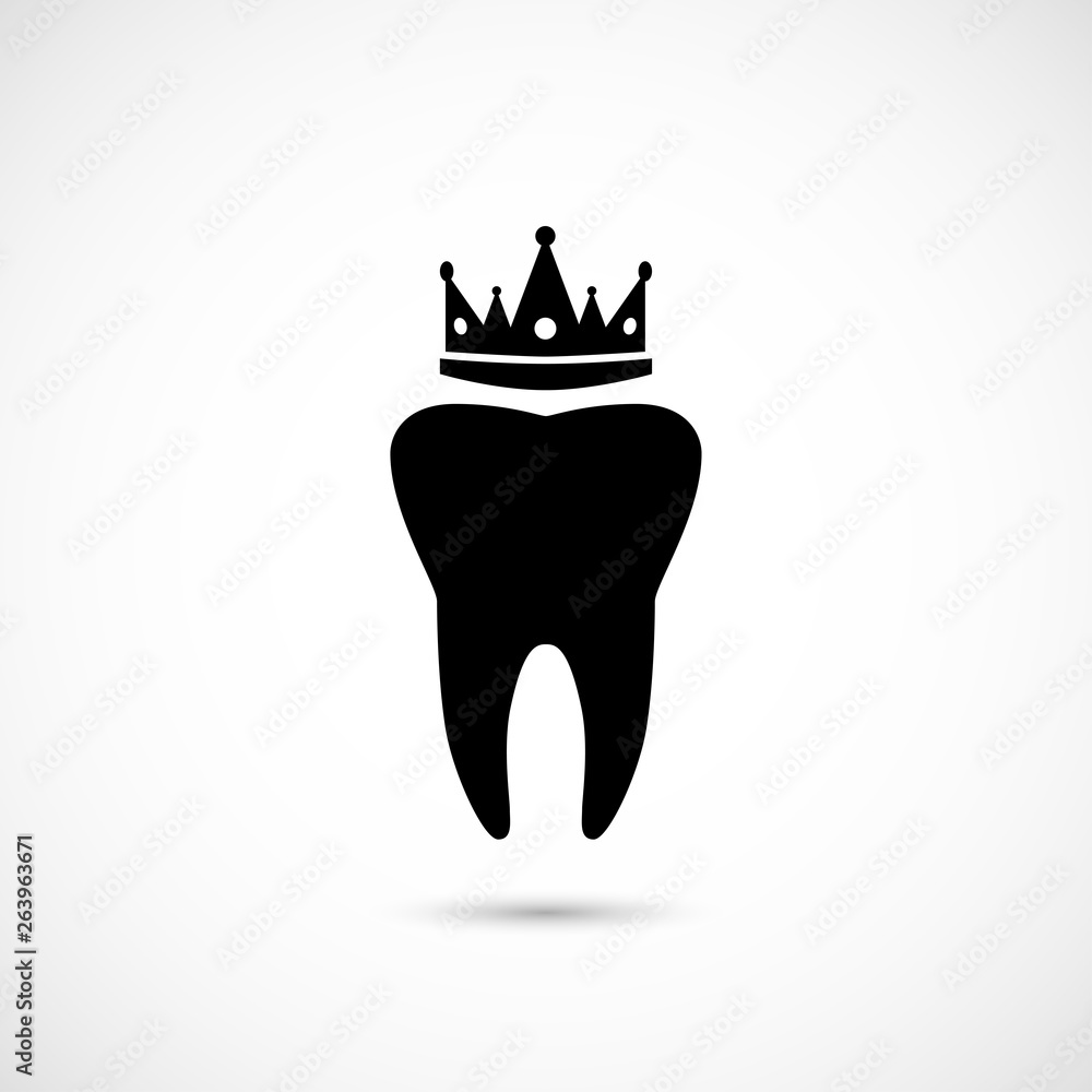 Simple tooth icon with crown Stock Vector | Adobe Stock