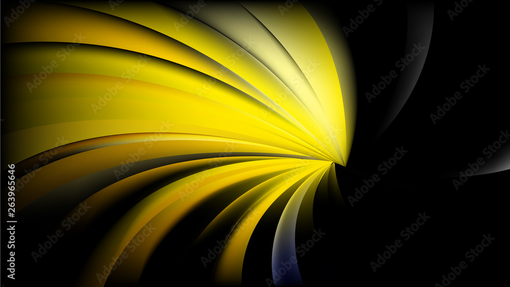 Abstract Black and Yellow Twisted Spiral Rays Background Design Stock ...