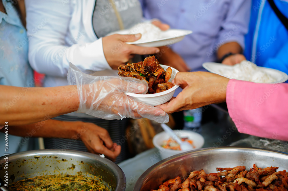 Poverty in society Poor people have been donating food from the ...