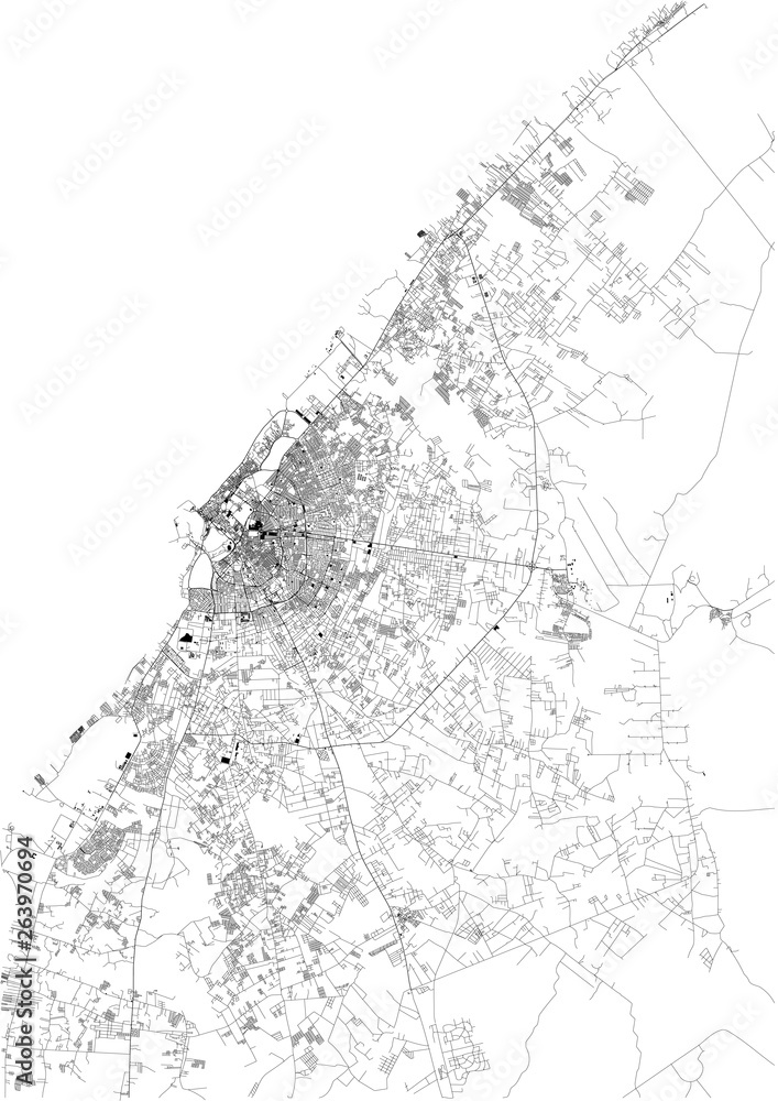 Vetor de Satellite map of Benghazi, it is the second-most populous city ...