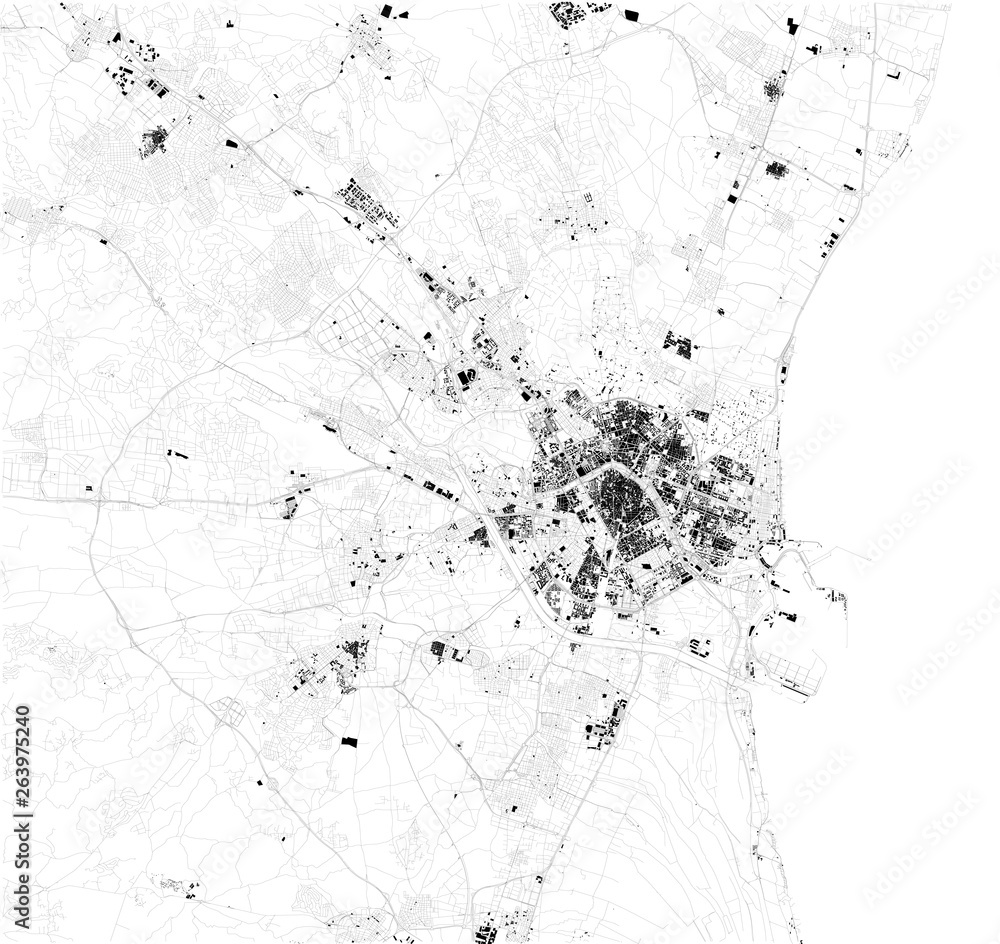 Vecteur Stock Satellite map of Valencia on the east coast of Spain, it ...