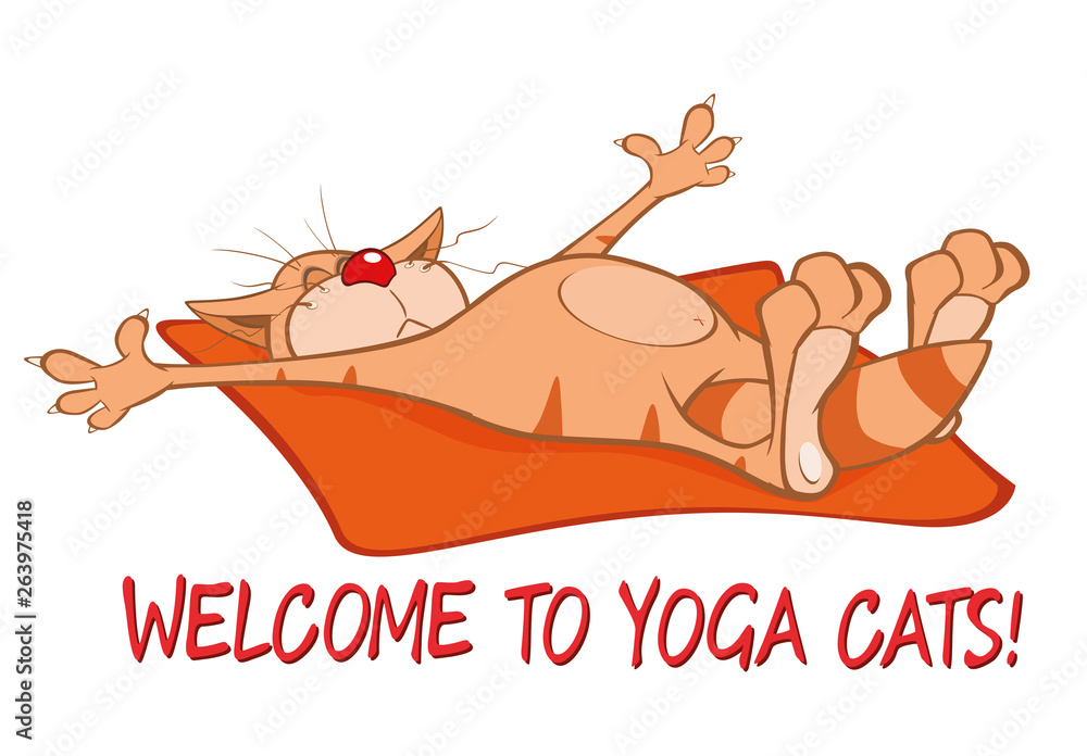 Essential Yoga Poses for Cats. Vector Illustration of a Cute Cat ...
