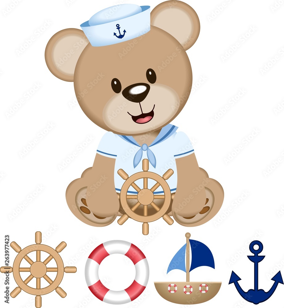 Sailor Bear Digital Clipart Vector Stock Vector | Adobe Stock