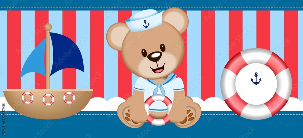 Sailor Bear Digital Clipart Vector Stock Vector | Adobe Stock