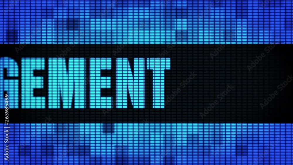 Data Management Front Text Scrolling on Light Blue Digital LED Display ...