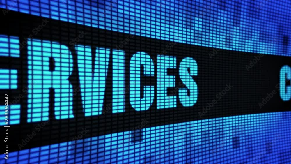 Customer Services Side Text Scrolling on Light Blue Digital LED Display ...