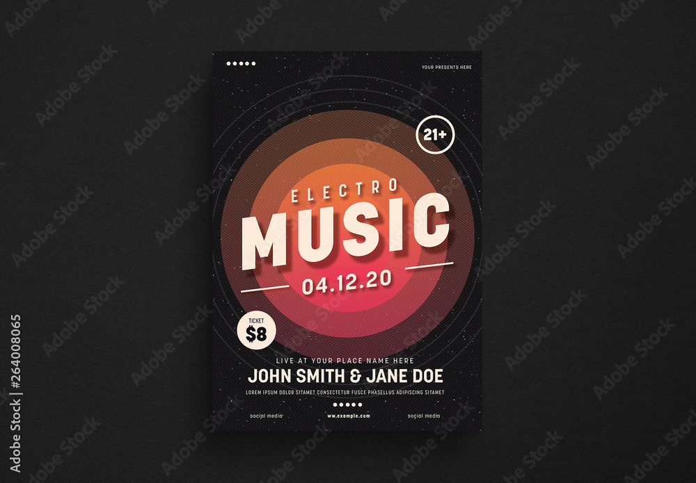 Electro Music Flyer Layout Stock Template | Adobe Stock