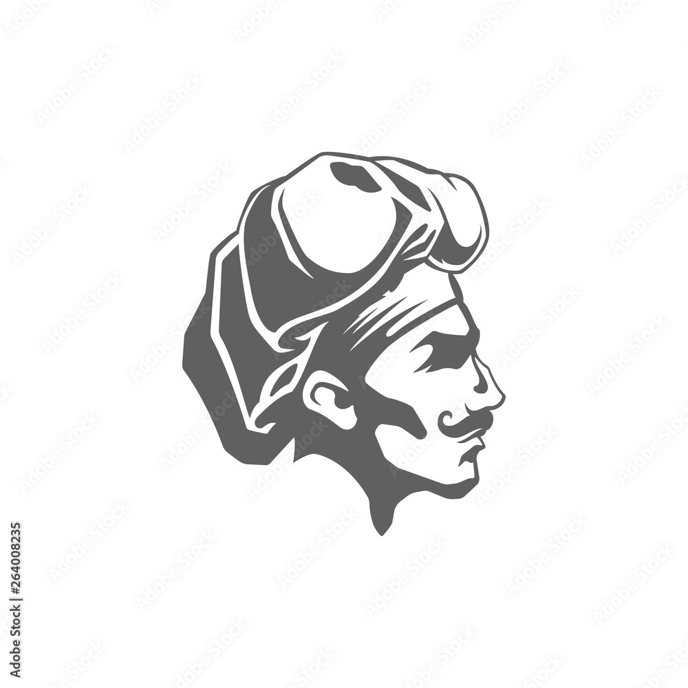 Chef man face silhouette vector Illustration isolated on white ...