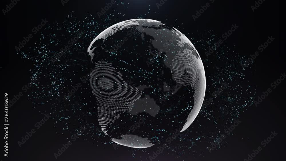Digital Earth Motion Rapid Surrounded Lines Spin. Future World Map ...