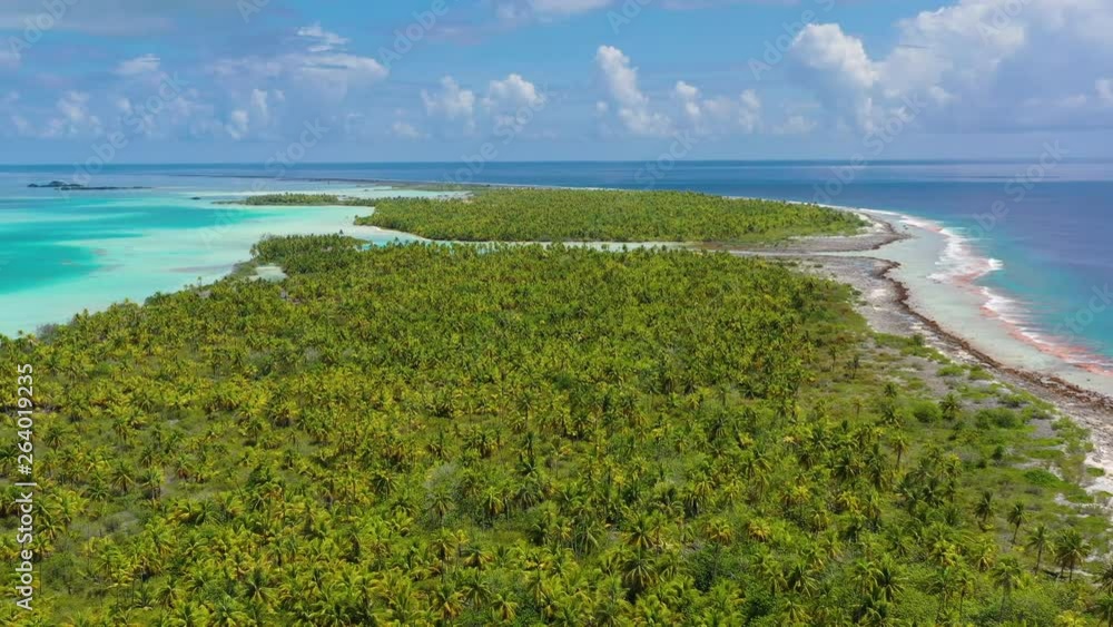 Aerial Drone video of French Polynesia Tahiti Fakarava atoll and famous ...