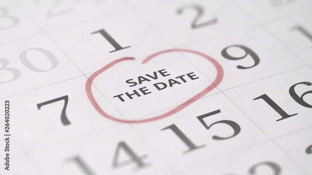 Marked the eighth 8 day of a month in the calendar transforms into SAVE THE DATE text vídeo do ...