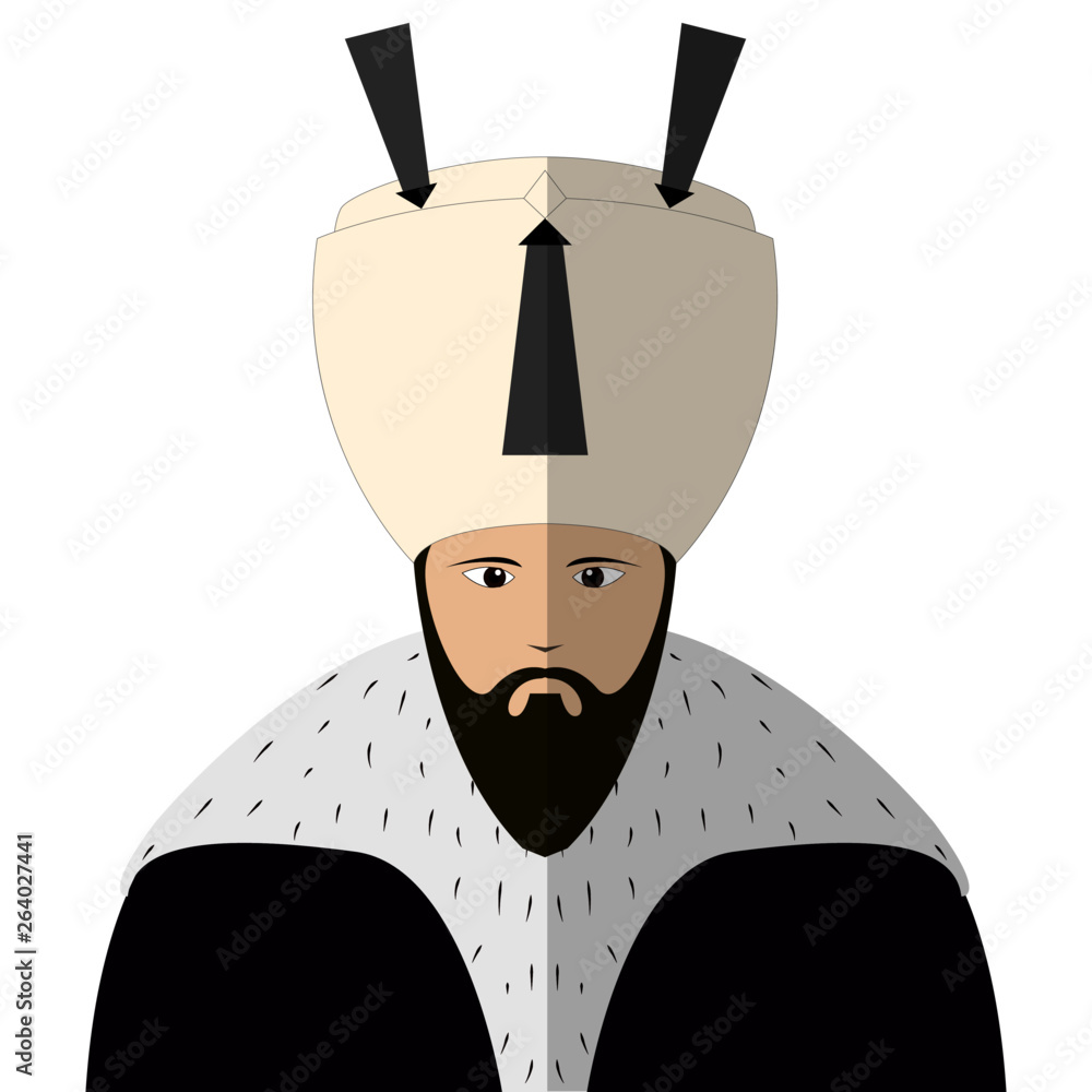 Vectoral flat desing illustration of a Sultan of Ottoman Empire ...