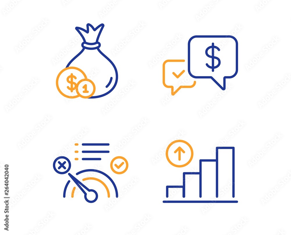 Payment received, Cash and No internet icons simple set. Graph chart sign. Money, Banking ...