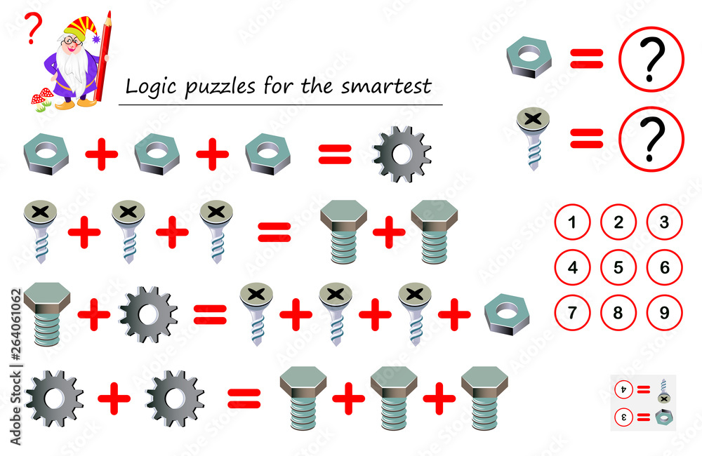Vecteur Stock Mathematical logic puzzle game for smartest. Solve ...