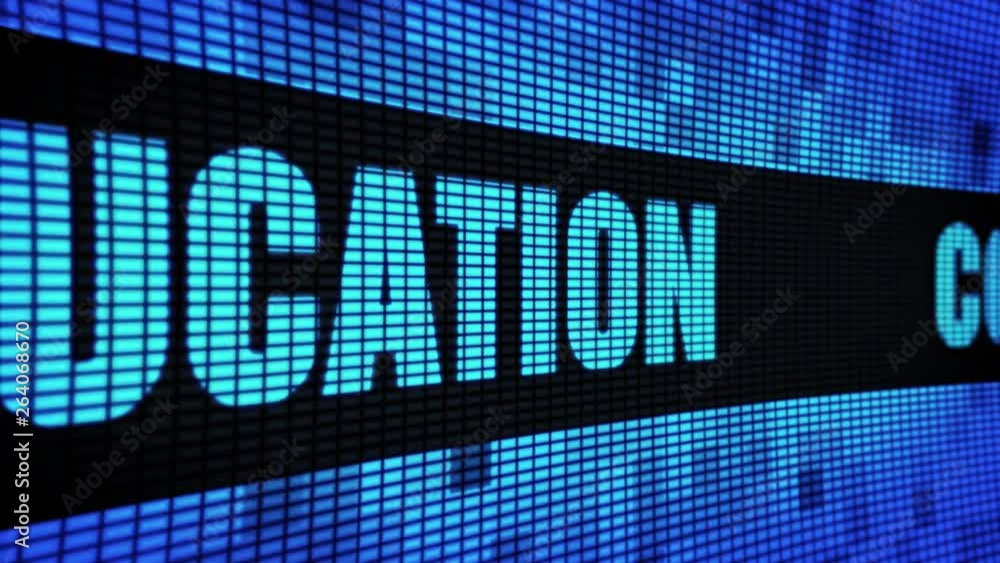 Computer Education Side Text Scrolling on Light Blue Digital LED ...