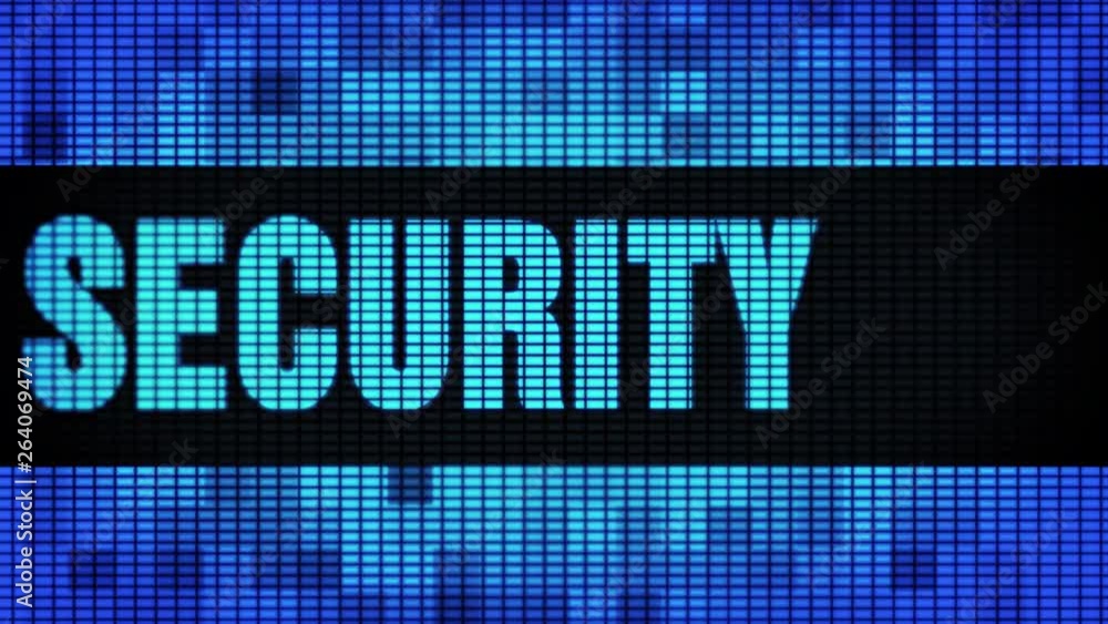Information Security Front Text Scrolling on Light Blue Digital LED ...