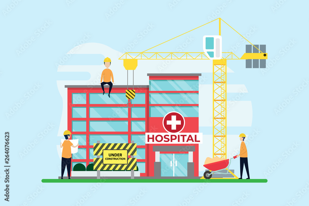 Cartoon Small Hospital Building