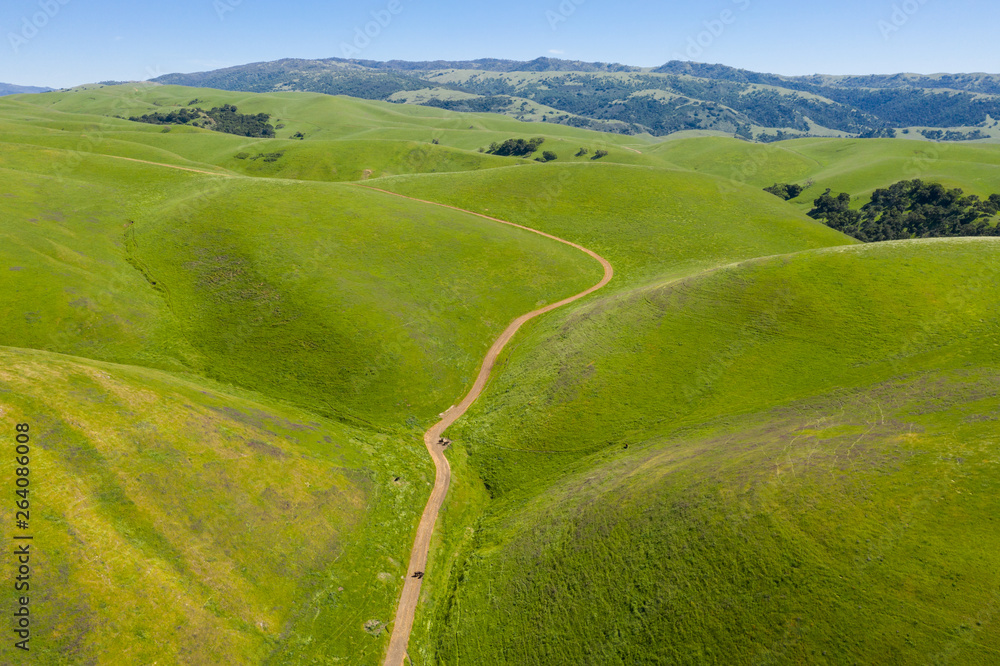 An aerial view of rolling hills in Northern California's tri-valley ...