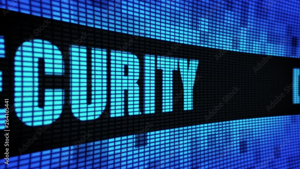 Database Security Side Text Scrolling on Light Blue Digital LED Display ...