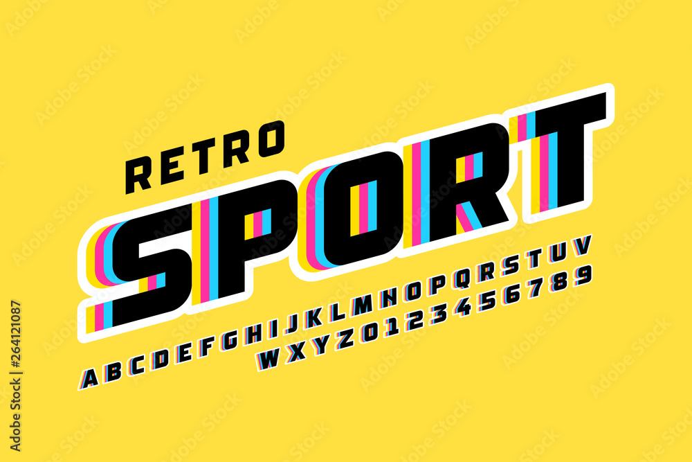 Retro sport style font design, alphabet letters and numbers Stock ...