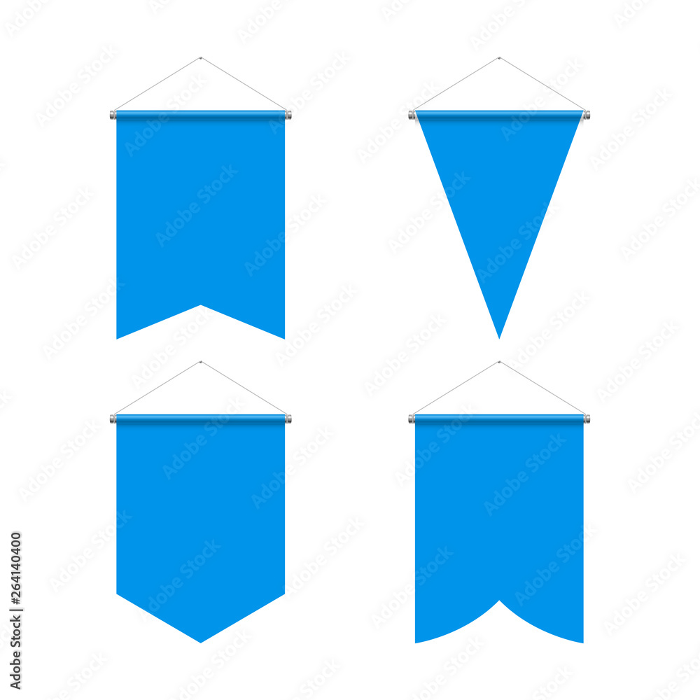Template Blue Blank Realistic Pennant Set on White Background ...