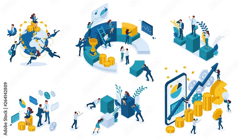Isometric Business Concept Planning, Data Analysis Stock Vector | Adobe ...
