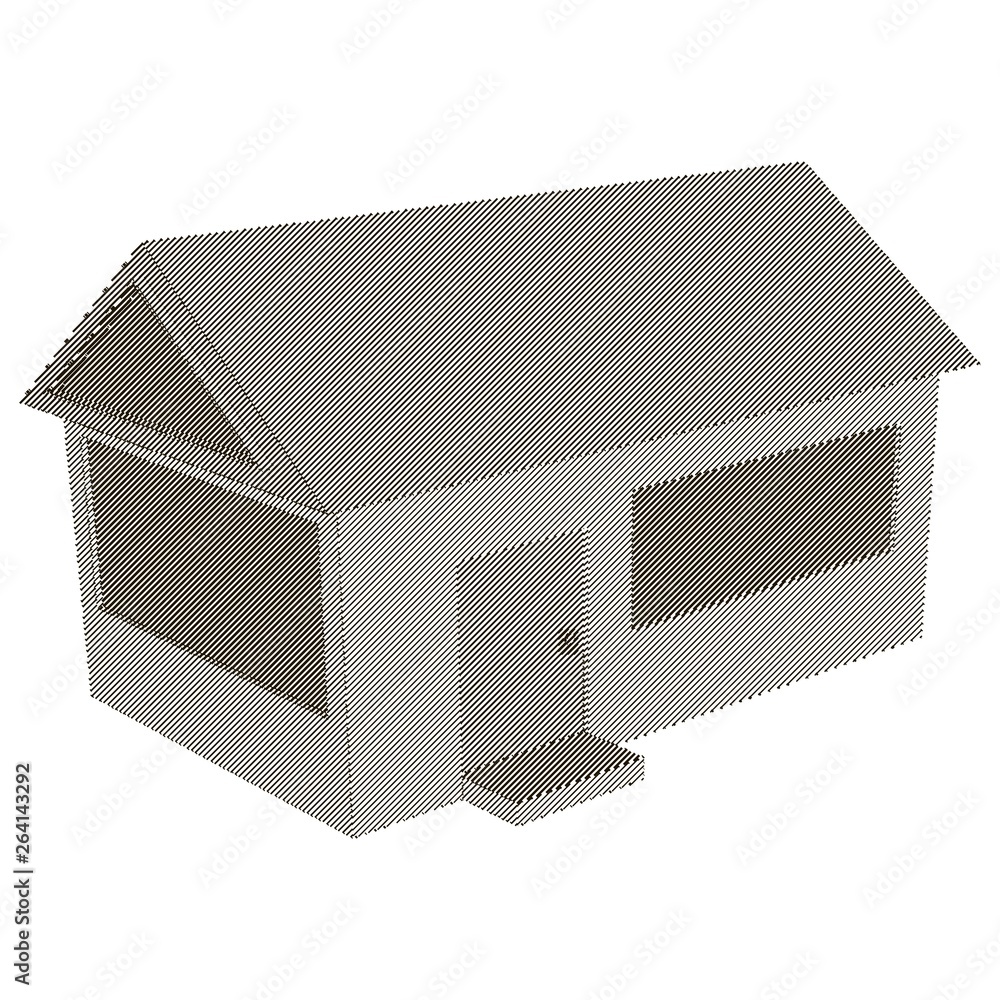 House, building, structure out of line isolated on white background ...