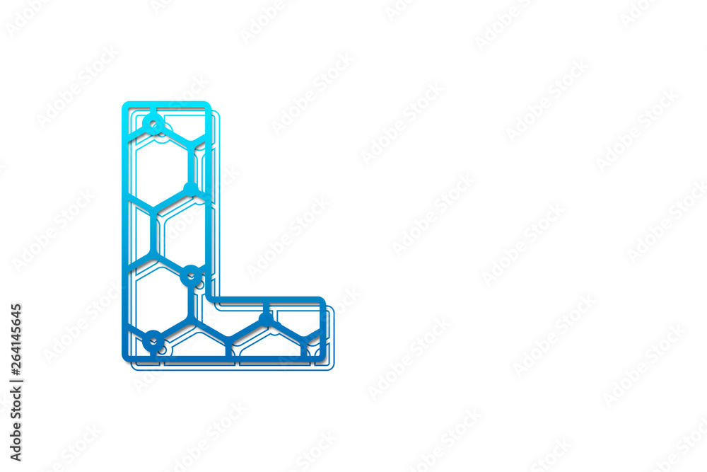 Letter L logo design template with hexagon shape. Line art logo type ...