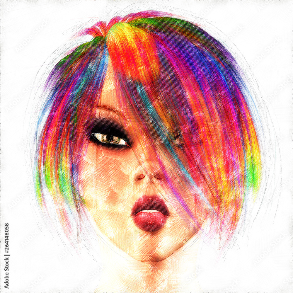 Digital artistic Sketch, based on a self-created 3D Illustration of a ...