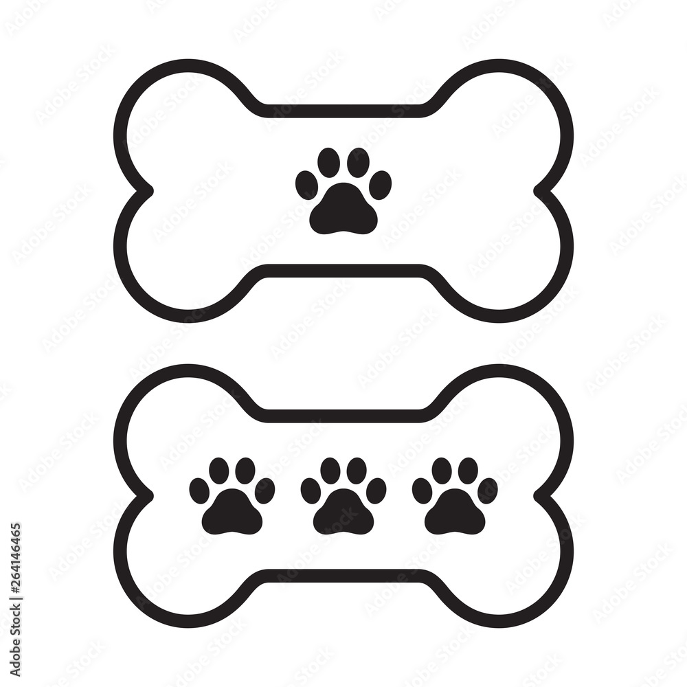 Dog bone icon vector paw logo footprint pet Halloween french bulldog ...