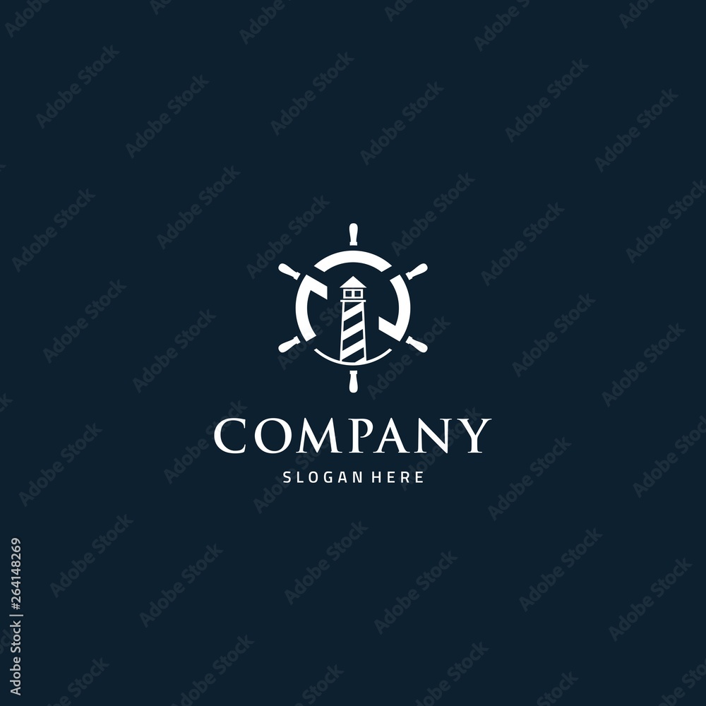 Harbour Ship Wheel Logo Stock Vector | Adobe Stock
