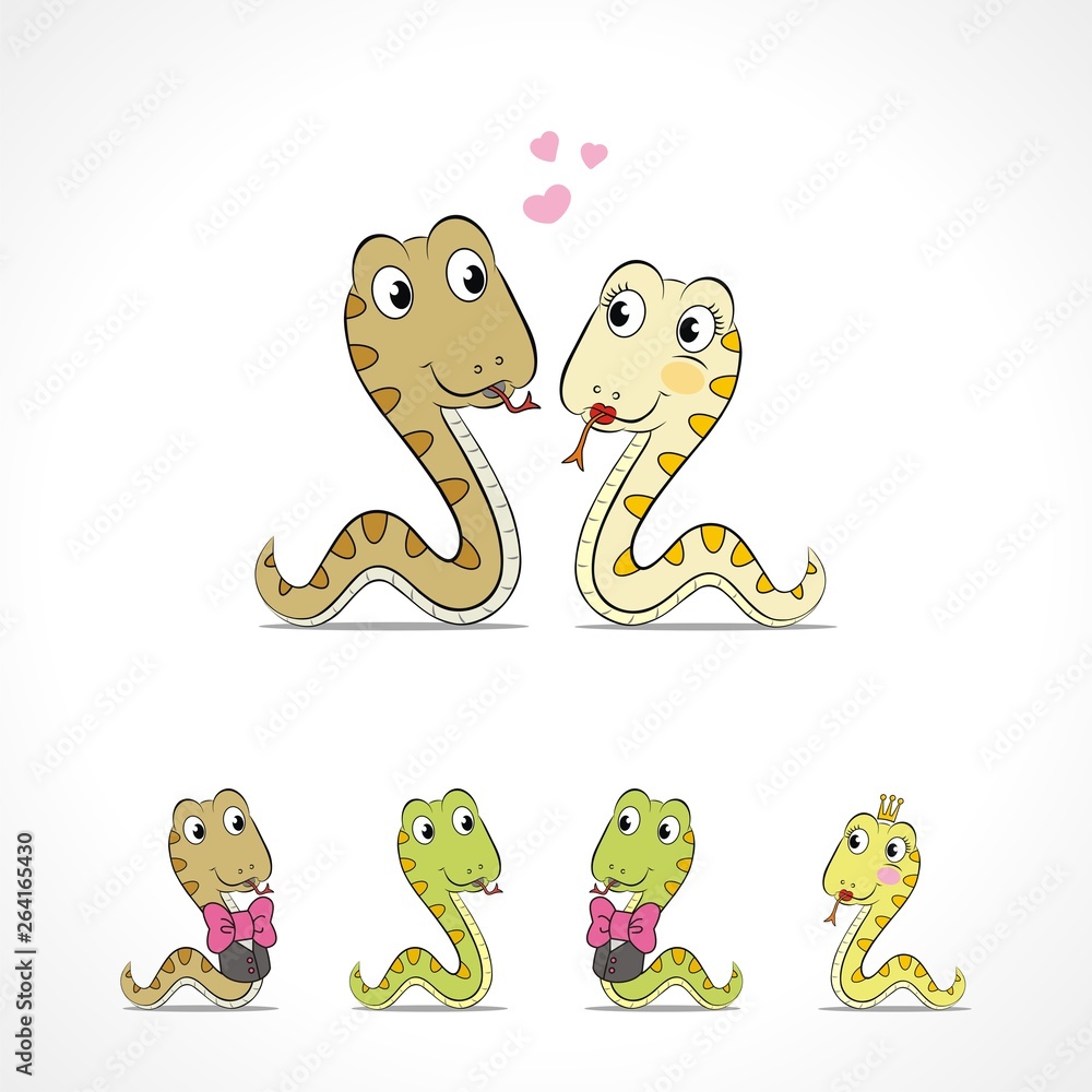 Cartoon snake couple on white background Stock Vector | Adobe Stock