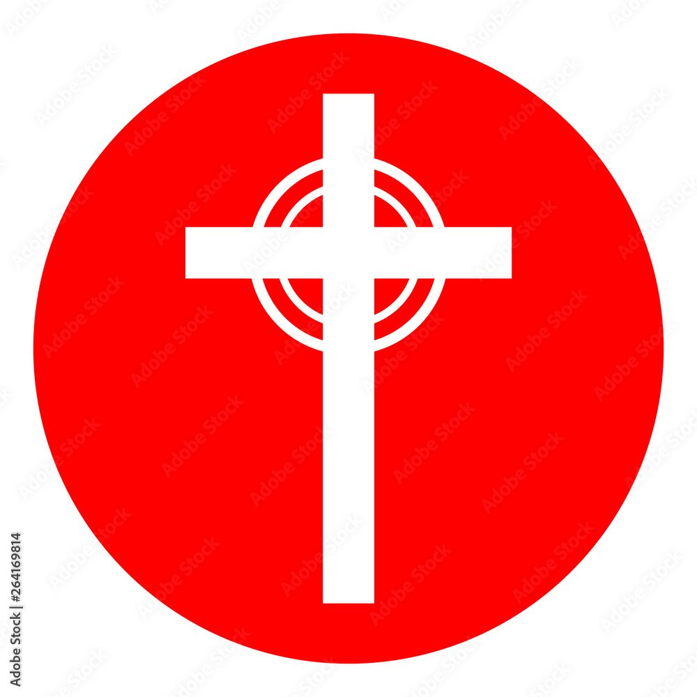 The graphic icon of white red cross in the red circle background in the ...