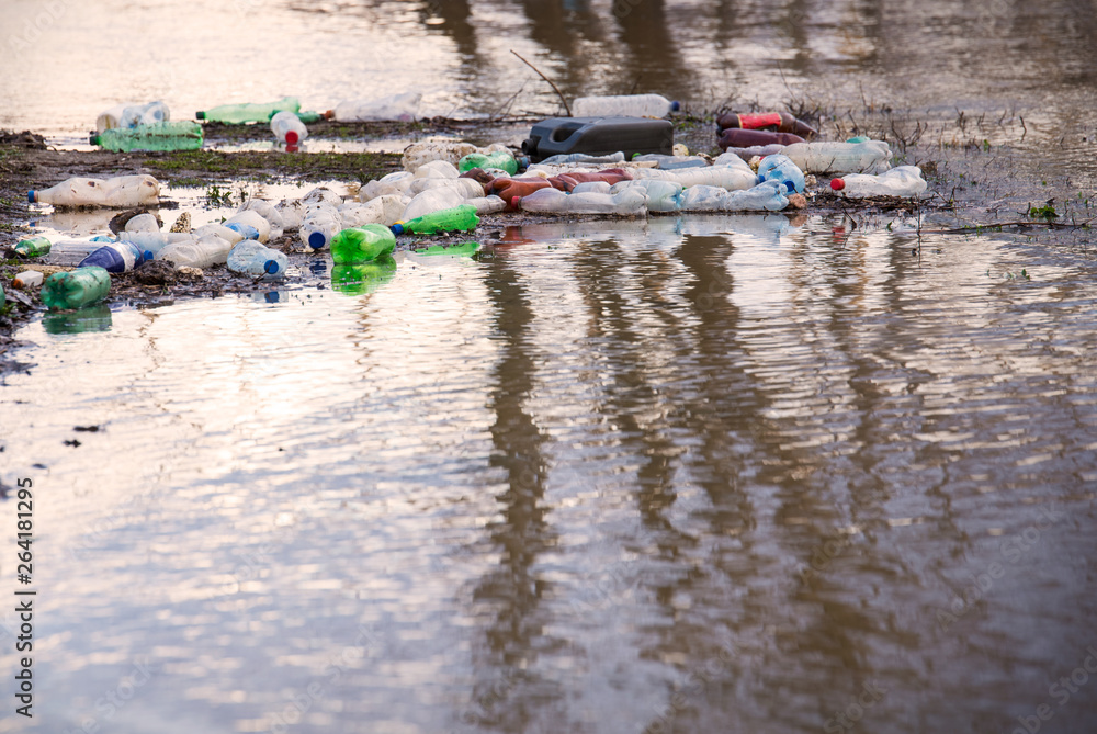 Garbage in the river Stock Photo | Adobe Stock