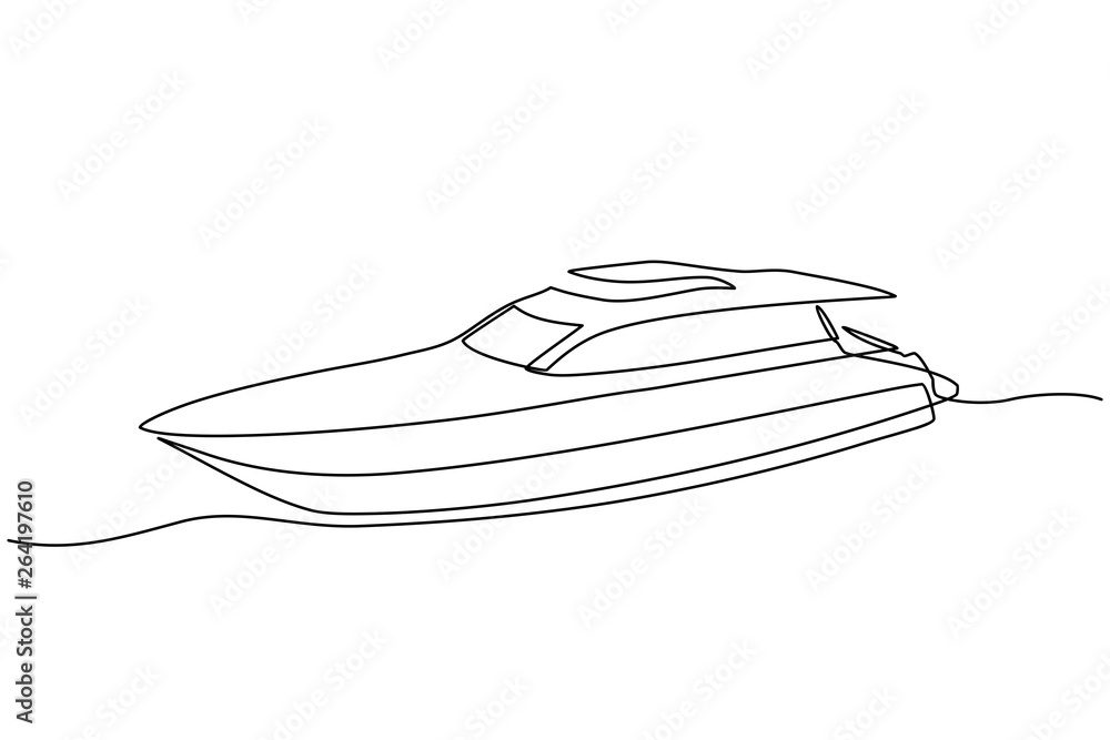 continuous line drawing from the boat traveling at high speed in the ...
