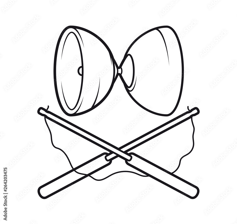 Vector line kids game diabolo. Isolated on white background. Stock ...