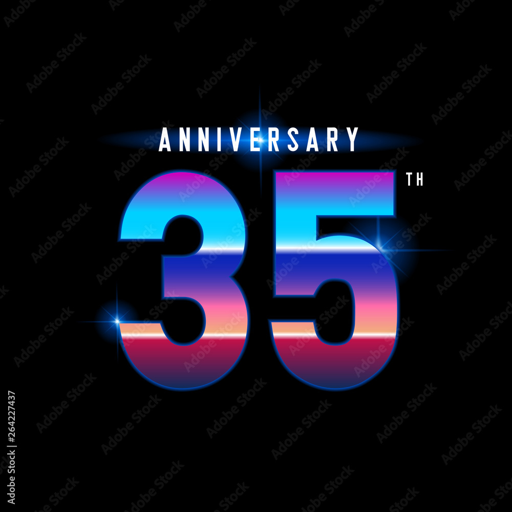 35 years anniversary celebration logotype. Colorful vintage anniversary ...