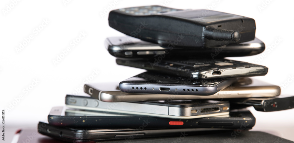 Outdated models of mobile phones and smartphones Stock Photo | Adobe Stock